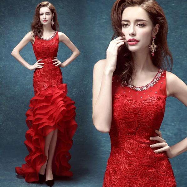 マーメイドドレス ロング 安い カラードレス 結婚式 パーティードレス