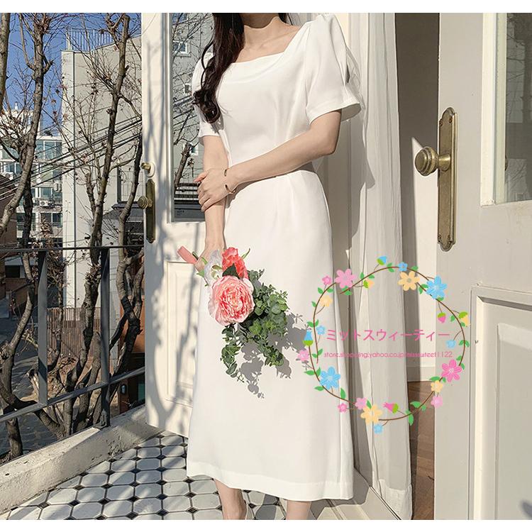 パーティードレス ミディアムドレス 白 ワンピース お呼ばれ 披露宴