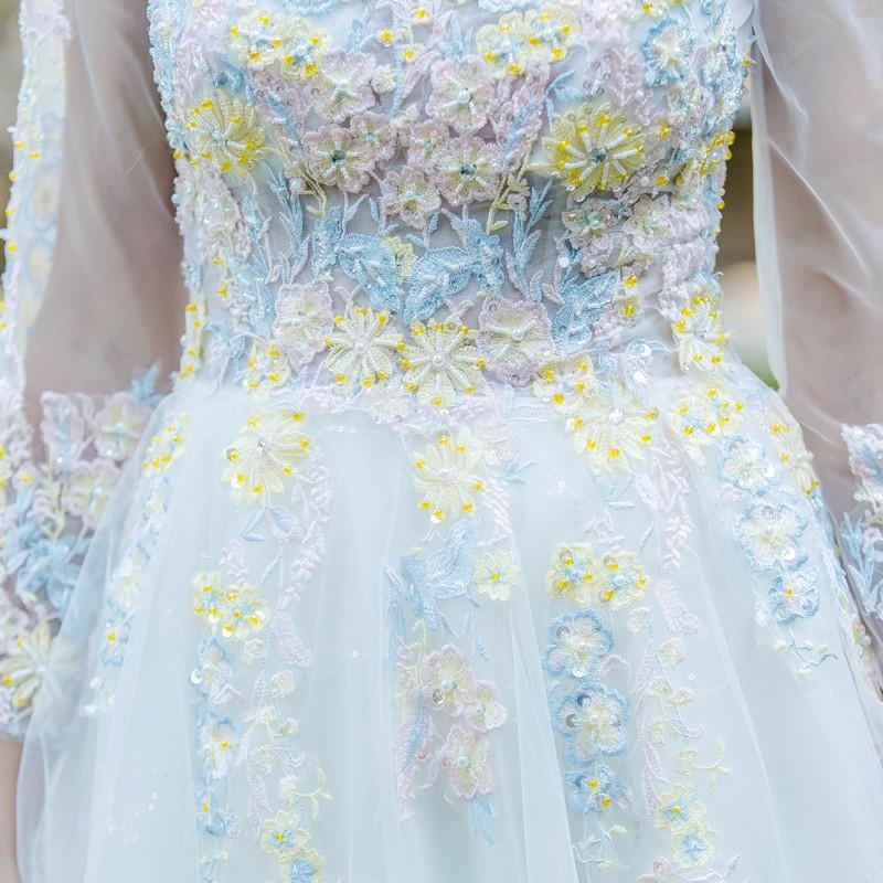 ウエディングドレス 長袖 エンパイア 二次会 ウェディングドレス 安い