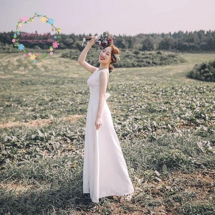 ウェディングドレス 二次会 花嫁 結婚式 Aライン マキシ丈