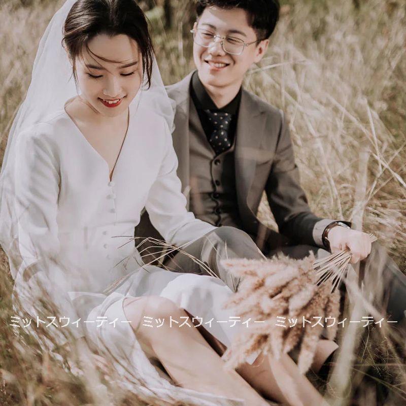 花嫁 ウエディングドレス 結婚式 長袖 aラインドレス ウェディング