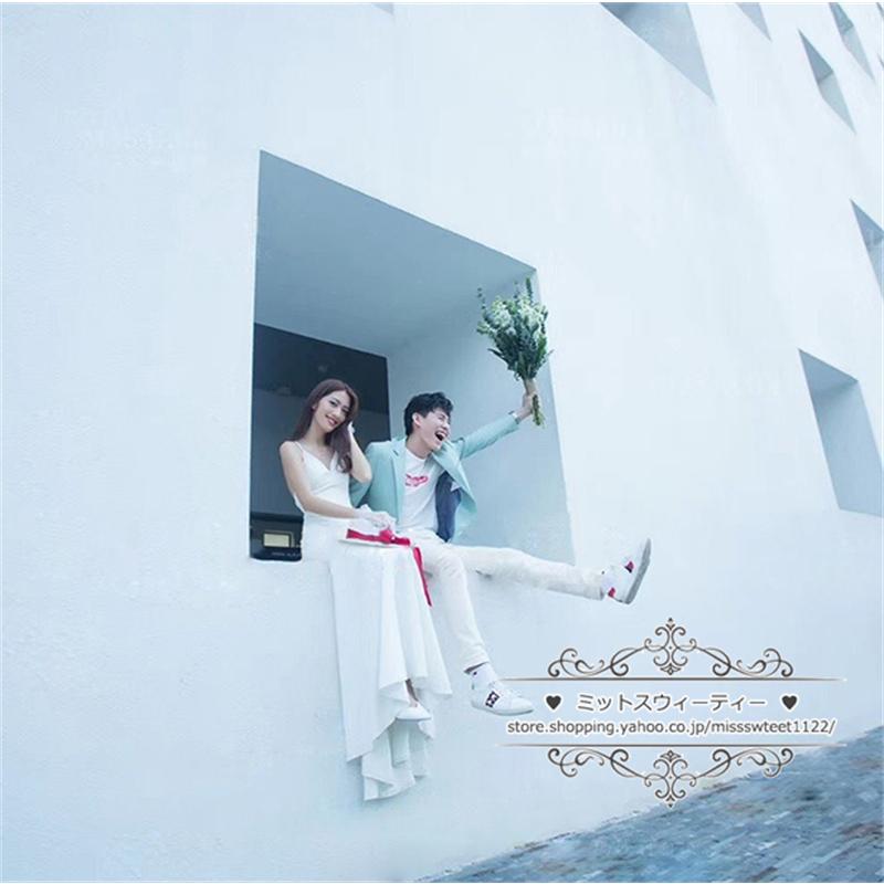 ウェディングドレス 二次会 結婚式 ブライダル ロングドレス マーメイドライン バックレス サテン 前撮り 海外挙式 花嫁 リゾート ...