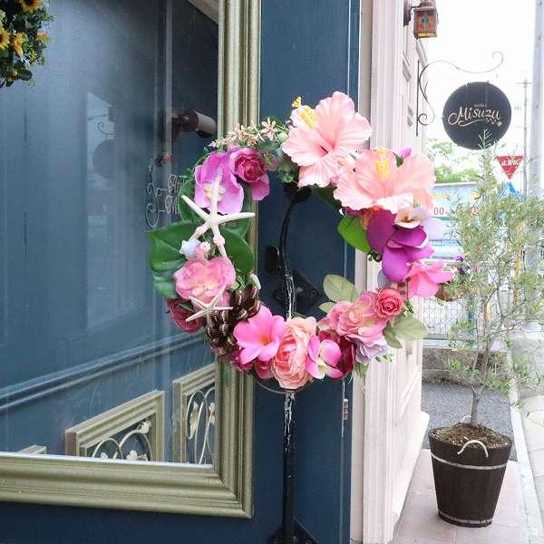 季節のリース ハイビスカス 南国 プルメリア モンステラ ハワイ 392 : 花とブーケのアトリエ美鈴ヤフー店 - 通販 - Yahoo!ショッピング