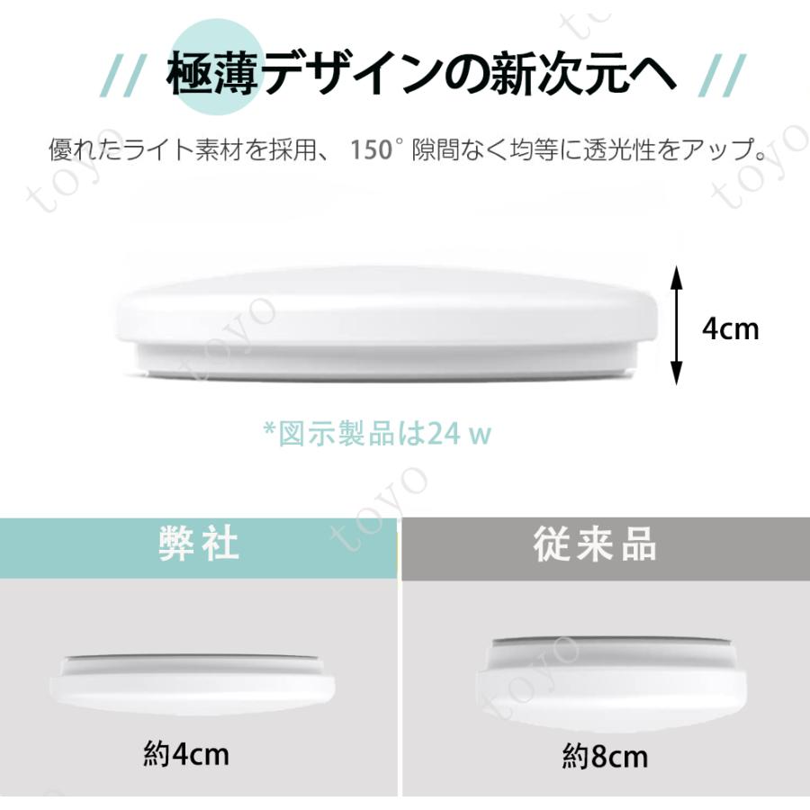 【限定価格2199→1999円！】LEDシーリングライト 4畳 6畳 8畳 調光調色 薄型 led照明器具 天井照明 リモコン 電球色 昼光色 照明 常夜灯 メモリ タイマー : toyo ...