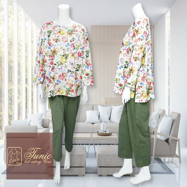 チュニック TUNIC パジャマ オフxカーキ T43289P : ミツキ - 通販 - Yahoo!ショッピング