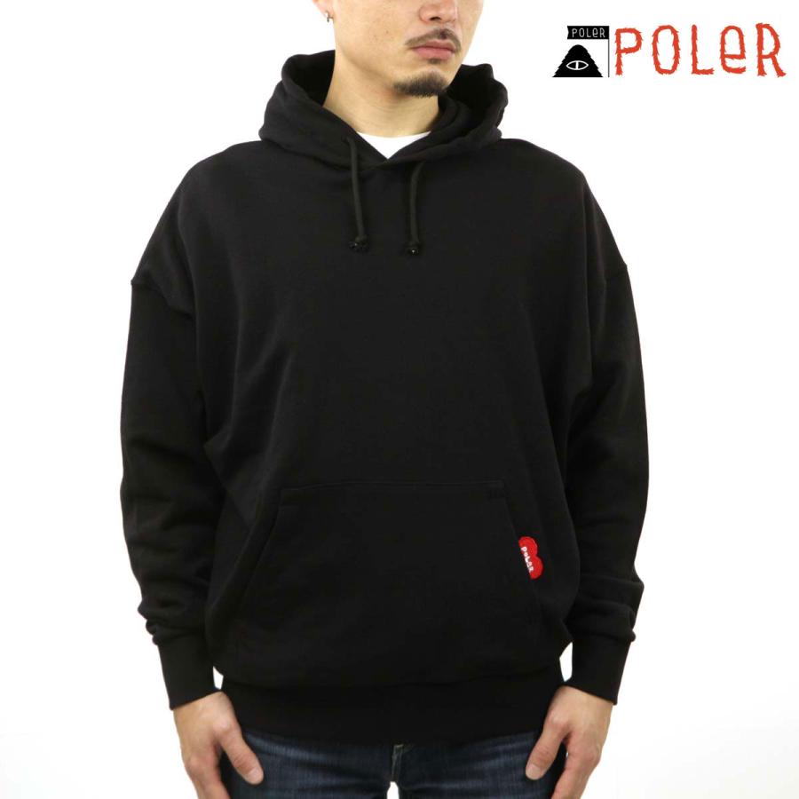 POLeR ポーラー メンズ パーカー 正規販売店 POLER ロゴ プルオーバー フーディー FURRY HEART HOOD PULL PARKA 233MCV0064-BLK BLACK ...