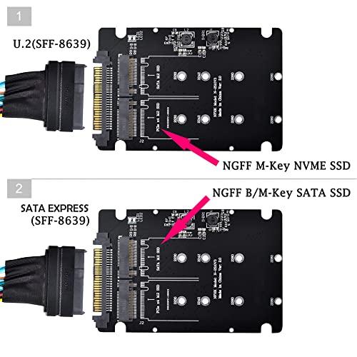 NFHK SFF-8639 NVME U.2 コンボ NGFF M.2 M-Key SATA PCIe SSDアダプター メイン ...