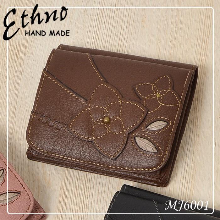 ETHNO エスノ 二つ折り財布 コサージュ 多収納 上品 mj6001 レディース