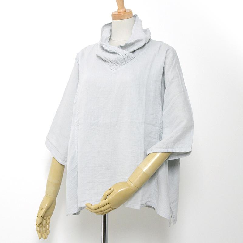 五感 gokan ダブルガーゼ プルオーバー ブラック/ライトグレー/パープル/モスグリーン 綿100％ M〜Lサイズ 5分袖 単色染め 日本製 ブラウス 春初夏 秋 : 宮田織物 - 通販 ...