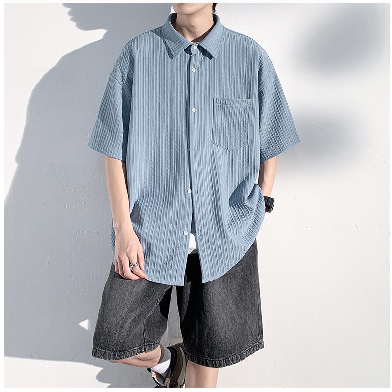 開襟シャツ 半袖 メンズ シャツ カジュアル おしゃれ 夏 涼しい 接触冷感 オープンカラーシャツ 五分袖 ストライプ 無地 アイス感 クール : 宮田屋雑貨店 - 通販 - Yahoo!ショッピング