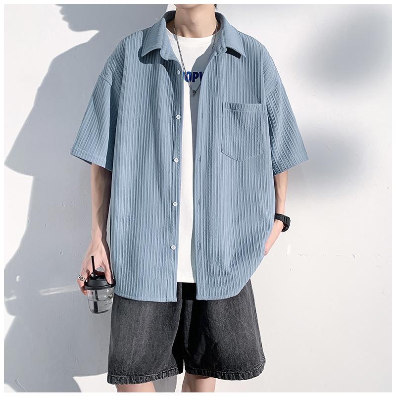 開襟シャツ 半袖 メンズ シャツ カジュアル おしゃれ 夏 涼しい 接触冷感 オープンカラーシャツ 五分袖 ストライプ 無地 アイス感 クール : 宮田屋雑貨店 - 通販 - Yahoo!ショッピング