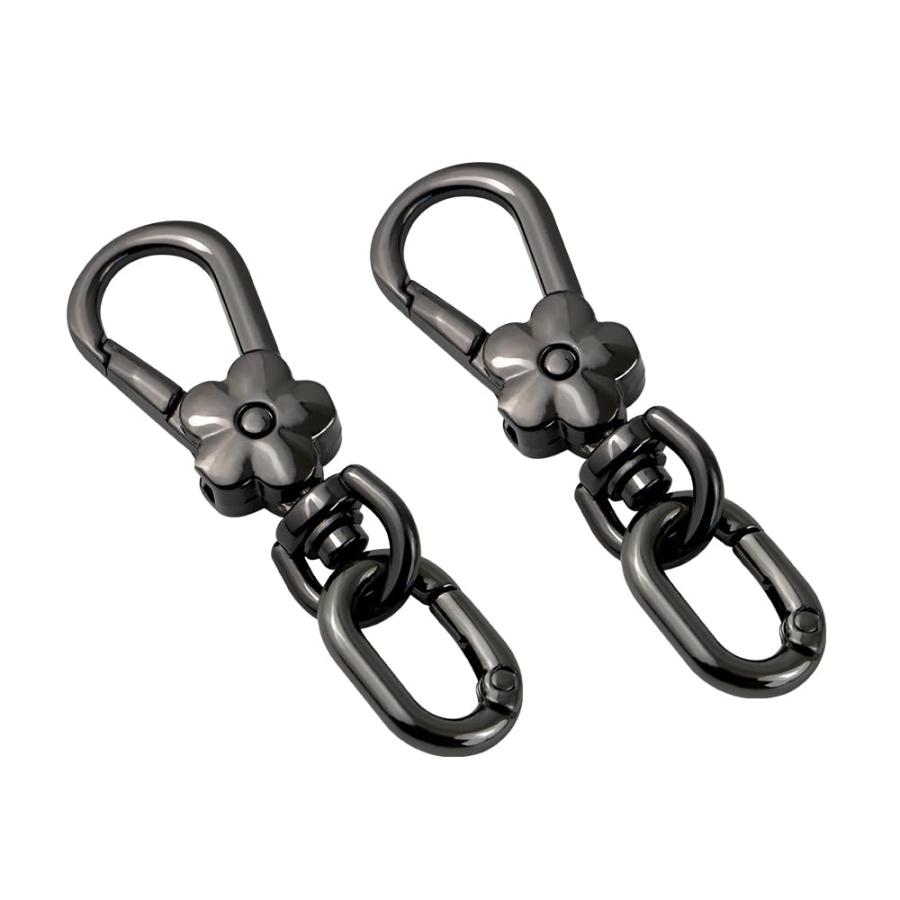 FUSSED 2セット ナスカン 二重リング キーホルダー ワンタッチキーホルダー金具 回転カン付きナスカン キーリング 回転フック 手作り ...