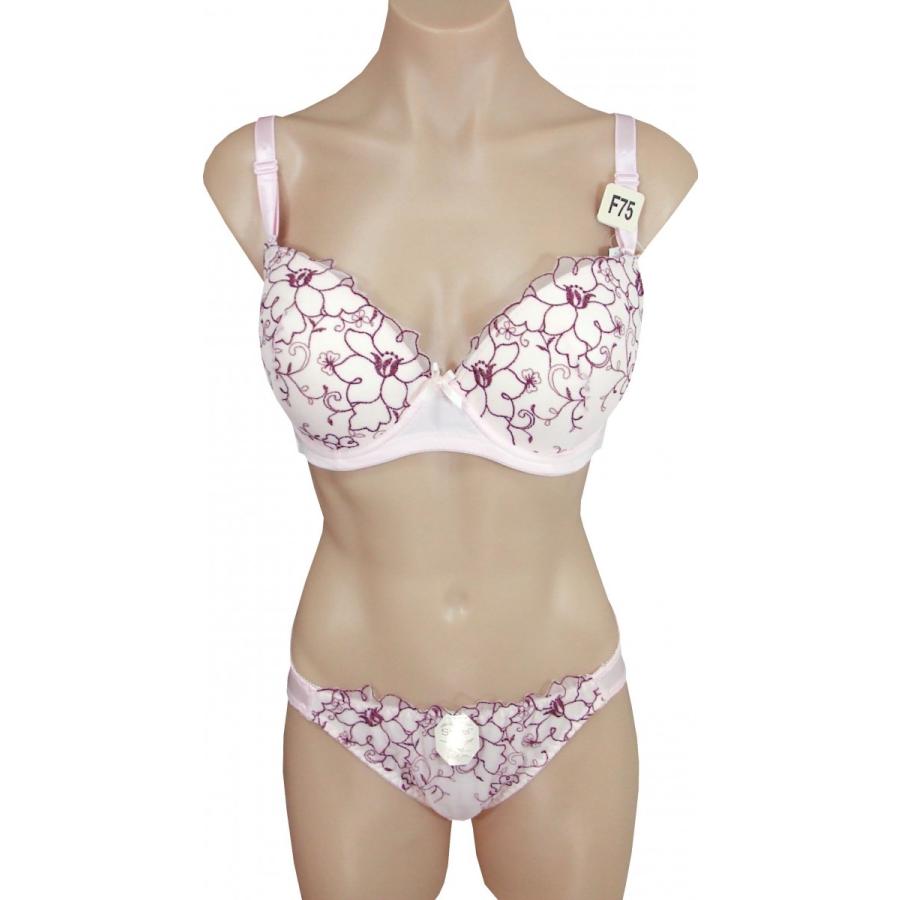 Cuteで可愛いさくら柄の刺繍をあしらった 爽やかピンク ブラ＆ショーツ 可愛い系 E75 A16 :MK7-16507-PK-E75:Mika-7 - 通販 - Yahoo!ショッピング