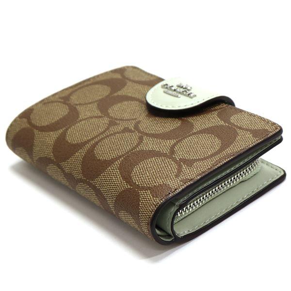 COACH コーチ 二つ折り財布 レディース Wallet ミディアム コーナー ジップ ウォレット カーキ×ライトセージ C0082 SVV7Q ギフトラッピング無料 ...