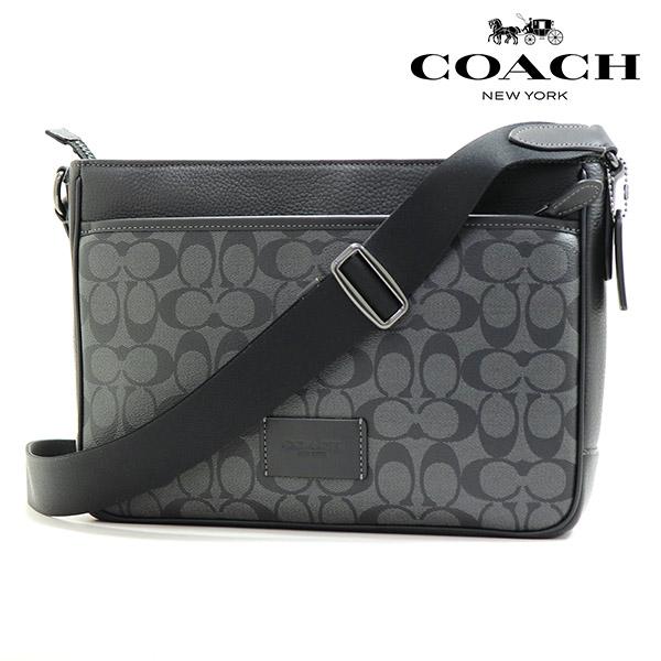 COACH コーチ ショルダーバッグ メンズ ディストリクト クロスボディ シグネチャー キャンバス チャコール×ブラック CH078 ...