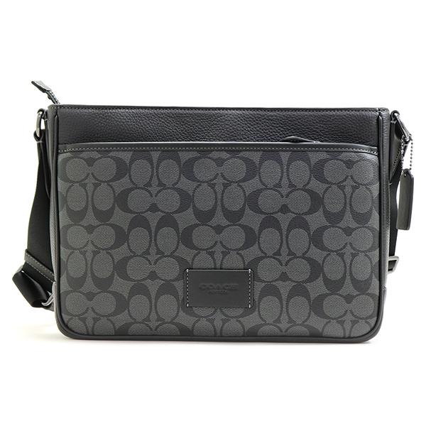 COACH コーチ ショルダーバッグ メンズ ディストリクト クロスボディ シグネチャー キャンバス チャコール×ブラック CH078 ...