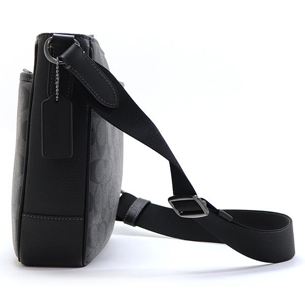 COACH コーチ ショルダーバッグ メンズ ディストリクト クロスボディ シグネチャー キャンバス チャコール×ブラック CH078 ...