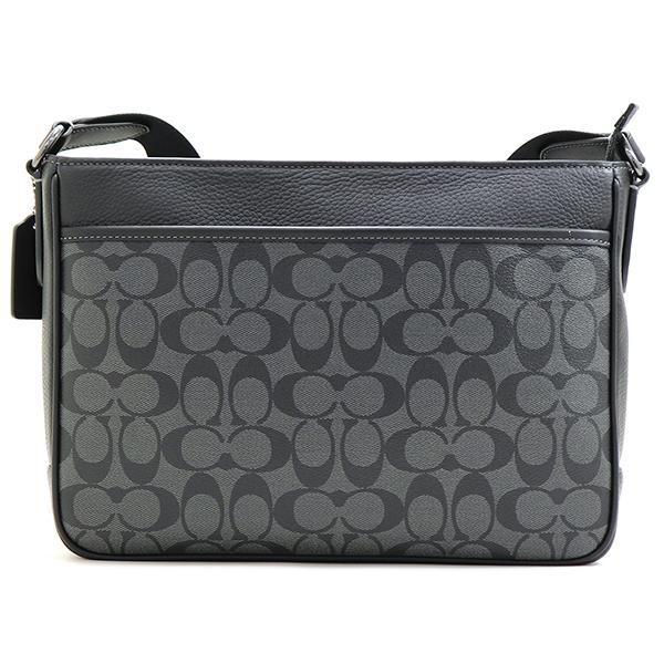 COACH コーチ ショルダーバッグ メンズ ディストリクト クロスボディ シグネチャー キャンバス チャコール×ブラック CH078 ...