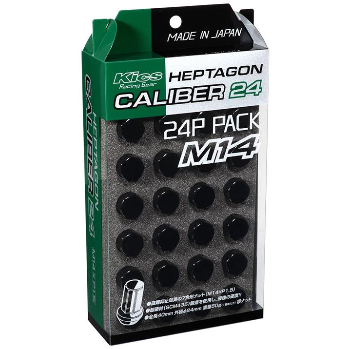 送料無料 KYO-EI HEPTAGON CALIBER 24 M14 ブラック x P1.5 19/21HEX 24個 [No.HPC04K-24] クロモリ SCM435 ホイールナット ...