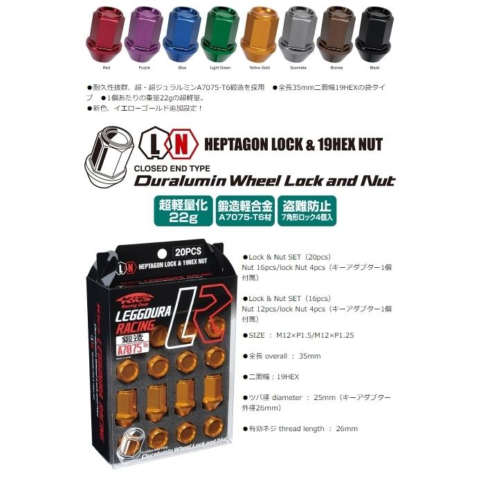 送料無料 KYO-EI (品番:KIC1R) Kics LEGGDURA RACING (Lock & Nut SET) 20pcs M12 ...