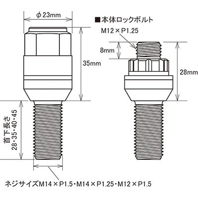 KYO-EI LEGGDURA RACING lock Bolt M14×P1.5 首下28mm/35mm/40mm/45mm 60°テーパー 13R/14R球面 ホイールボルト : bolt ...