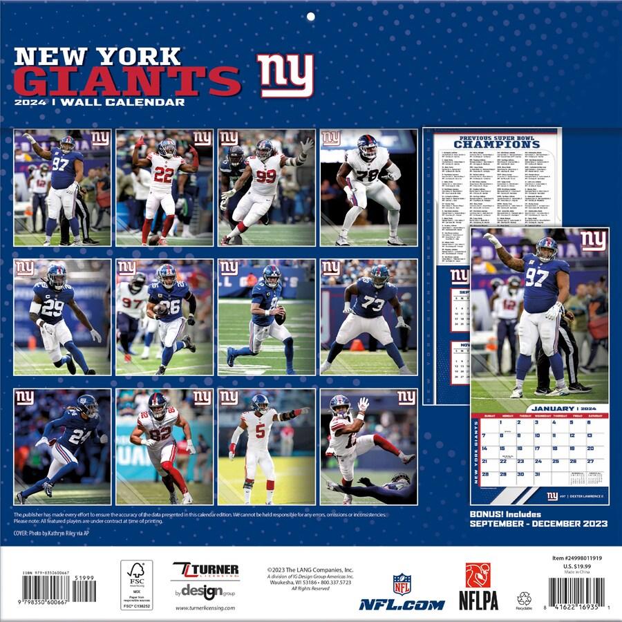 NFL ジャイアンツ カレンダー 2024 Team 壁掛け Wall Calendar Turner : nfl-231023cdc19 ...