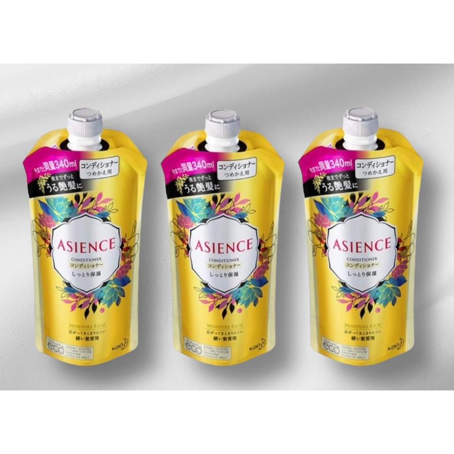 ASIENCE アジエンス しっとり保湿タイプ コンディショナー つめかえ 340ml 3個セット : Fibonacci store ...