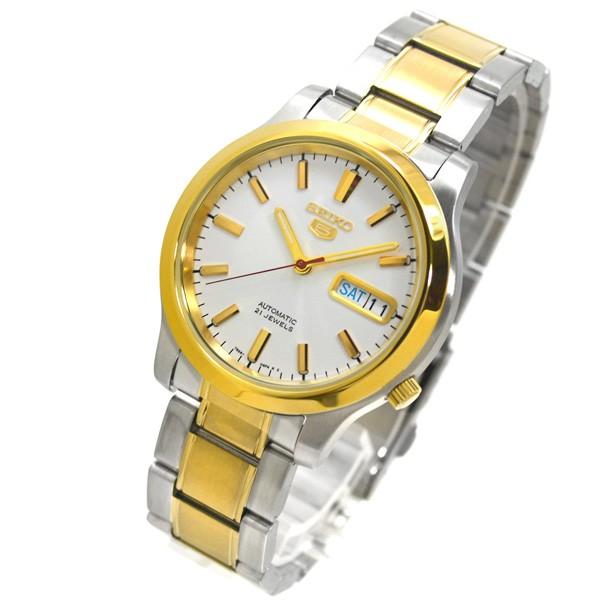 Seiko 5 セイコー5 海外モデル 逆輸入 SEIKO5 腕時計 メンズ シルバー文字盤 ゴールドステンレスベルト SNK790K1 ...