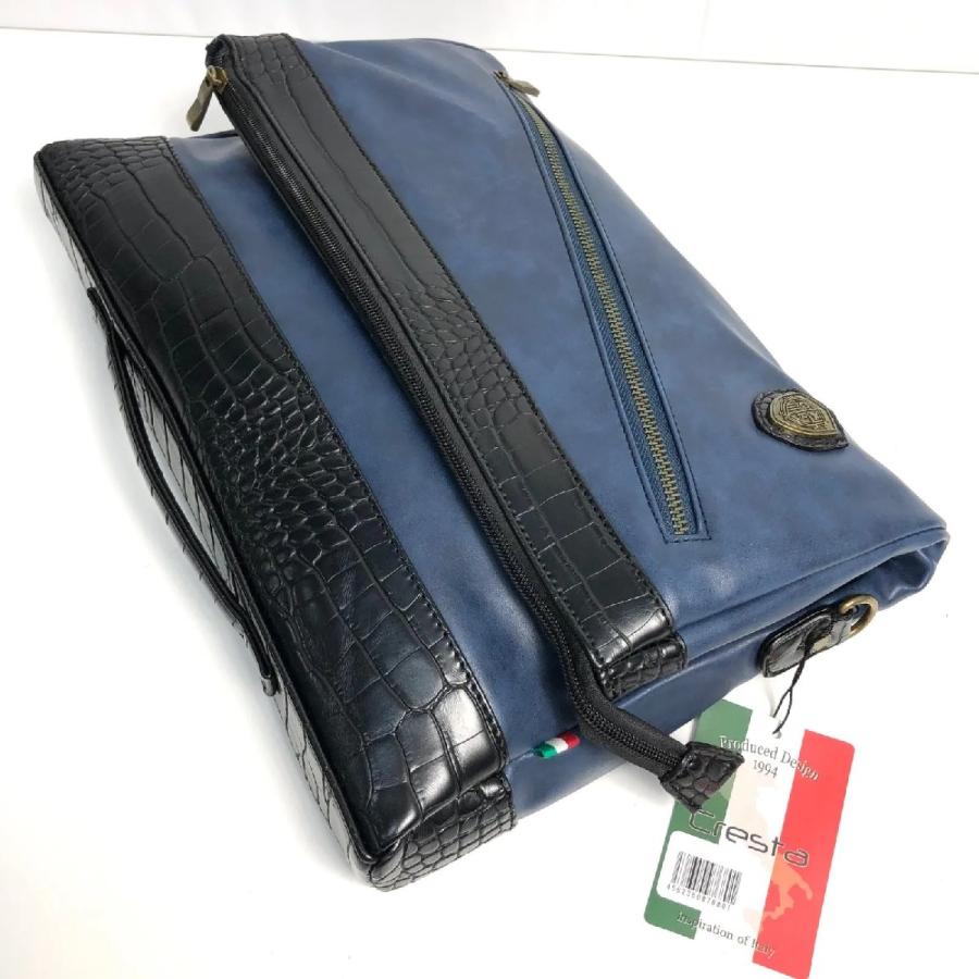 Cresta 2way クロコ型押しクラッチバッグ メッセンジャーバッグ ネイビー : ショックプライスYahoo!店 - 通販 - Yahoo!ショッピング