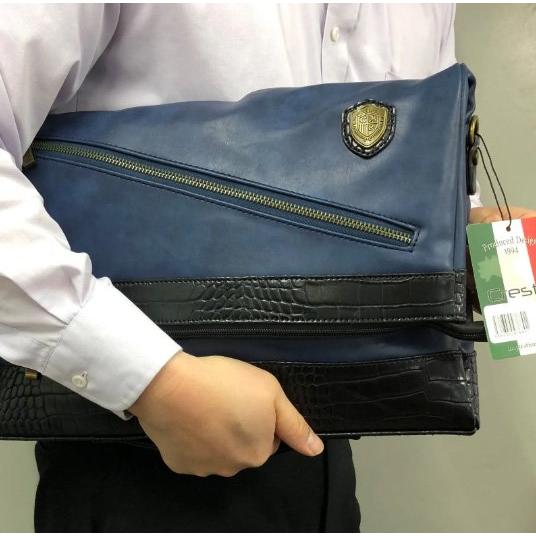 Cresta 2way クロコ型押しクラッチバッグ メッセンジャーバッグ ネイビー : ショックプライスYahoo!店 - 通販 - Yahoo!ショッピング