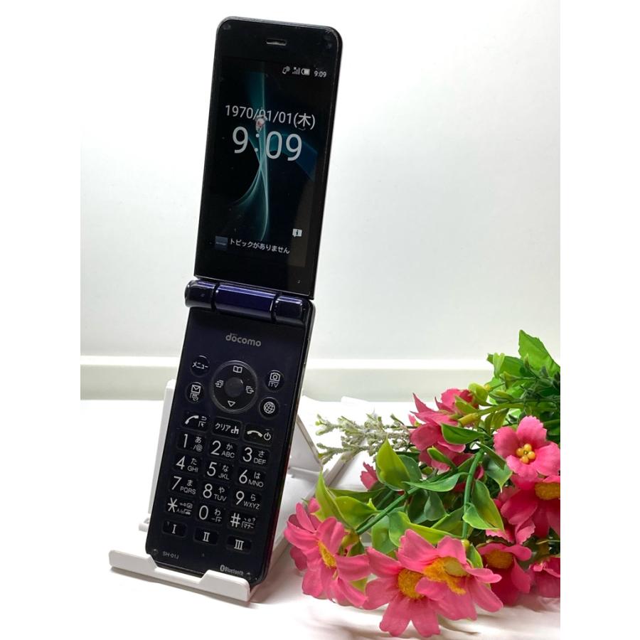AQUOS docomo SIMロック解除済 4G ケータイ SH-01J [Blue Black] ワンセグ Bluetooth 初期化済 ...
