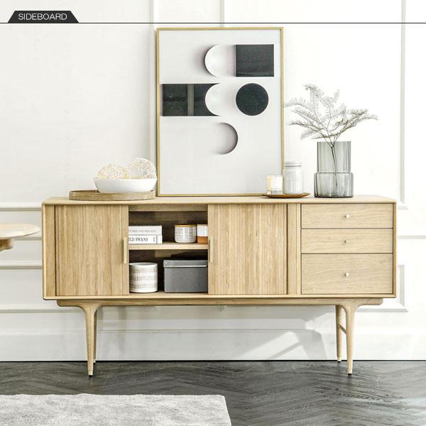 ASPLUND XANDER DESIGNS JULIE SIDEBOARD WHITE OAK 飾り棚 タンス 棚 引出し3杯 チェスト ...