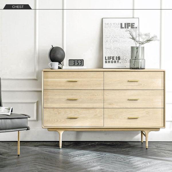 ASPLUND XANDER DESIGNS JULIE LOW CHEST WHITE OAK 飾り棚 タンス 3段 引出し6杯 チェスト ...