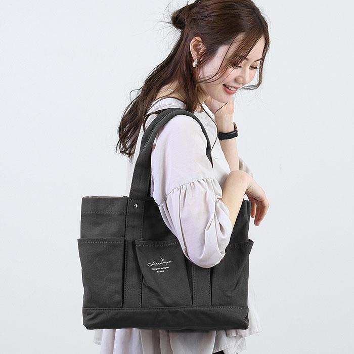 LIZDAYS リズデイズ トートバッグ lz-7033 通販 キャンバス 無地 大きめ 斜めがけ 大容量 A4 通勤 通学 布 コットン 仕切り 仕分け 底板 ICカード入れ ...