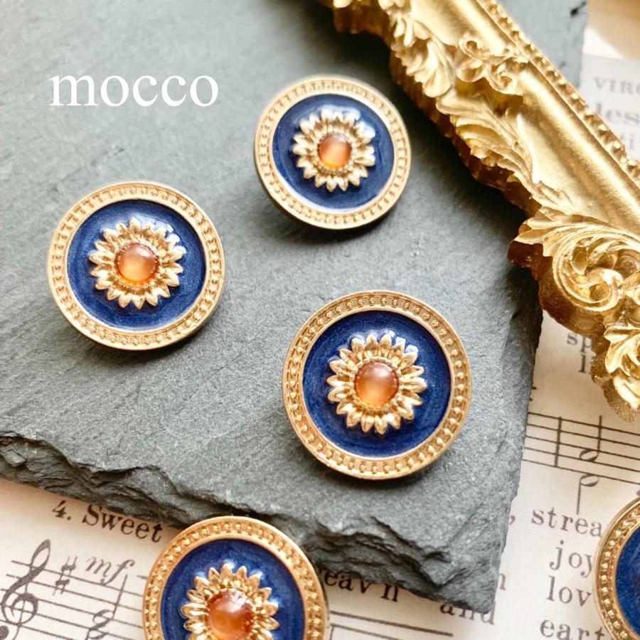 1個＊20mm アンティークボタン レトロボタン ゴールドボタン シャンクボタン フラワーボタン 花ボタン オレンジ :sb057:mocco Yahoo!店 - 通販 - Yahoo!ショッピング