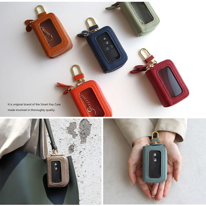Pit-Life キーケース スマートキー 2つ 鍵 レディース メンズ 2個収納 クリア窓付き 車 本革 車の鍵 ブランド 革 安い トヨタ ホンダ 日産 スズキ ダイハツ リモコン 2個 ...
