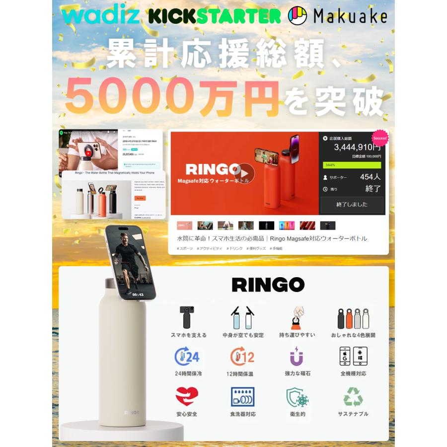 Ringo 水筒 710ml おしゃれ 保温 保冷 ステンレスボトル 洗いやすい ステンレス Magsafe スタンド 食洗機 真空断熱 食洗機可能 全機種対応 : rwb : MOD ...
