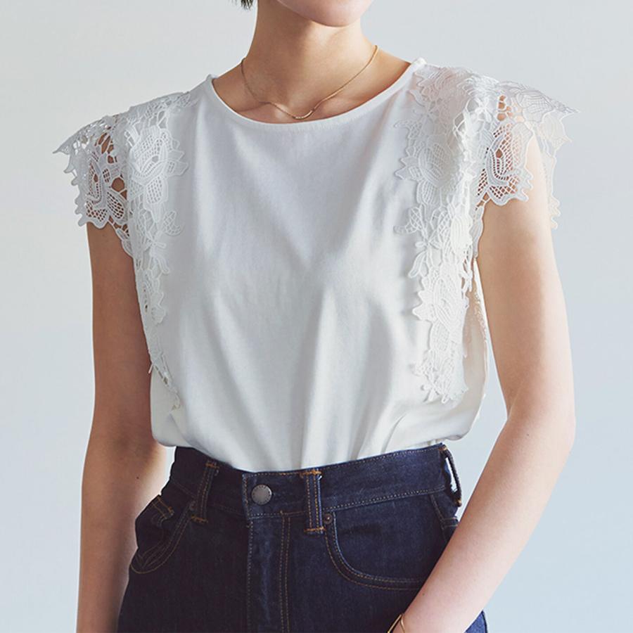 tシャツ レディース 綿 おしゃれ 細見え 40代 コットン 100% 一枚で決まる 半袖 無地 トップス 50代 レース 夏 ゆったり 上品 ...