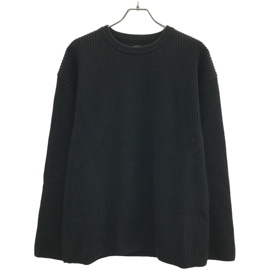 BATONER（バトナー） 23AW SOLID WOOL RIB CREW NECK リブクルーネックニットセーター BN-23FM-035 ブラック 3 ITA7HDP11X5S ...