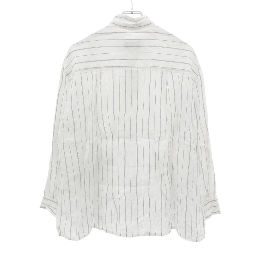 pas de calais（パドカレ） リネン先染めスタンドカラーストライプシャツブラウス UL-2305 3203-320 ホワイト 36 ...
