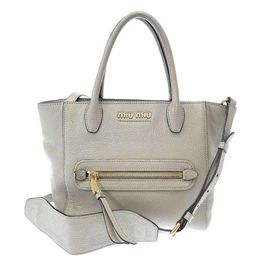 miu ミュウミュウ 2WAY レザーショルダーバッグ 5BG143 グレー ITJR7C7YCNAE : MODESCAPE Yahoo!ショップ - 通販 - Yahoo!ショッピング