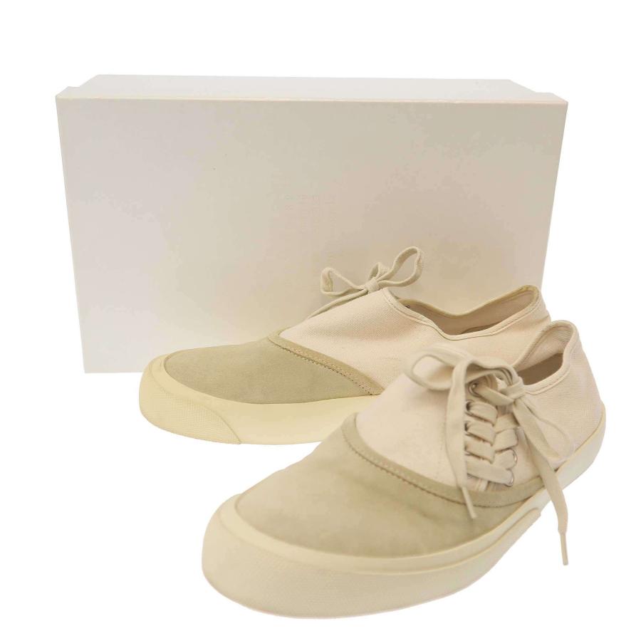 Maison Margiela Margiela1 メゾン マルジェラ 20SS Side Lace Up サイドレーススウェードキャンバススニーカー S37WS0498 アイボリー系 43 ...