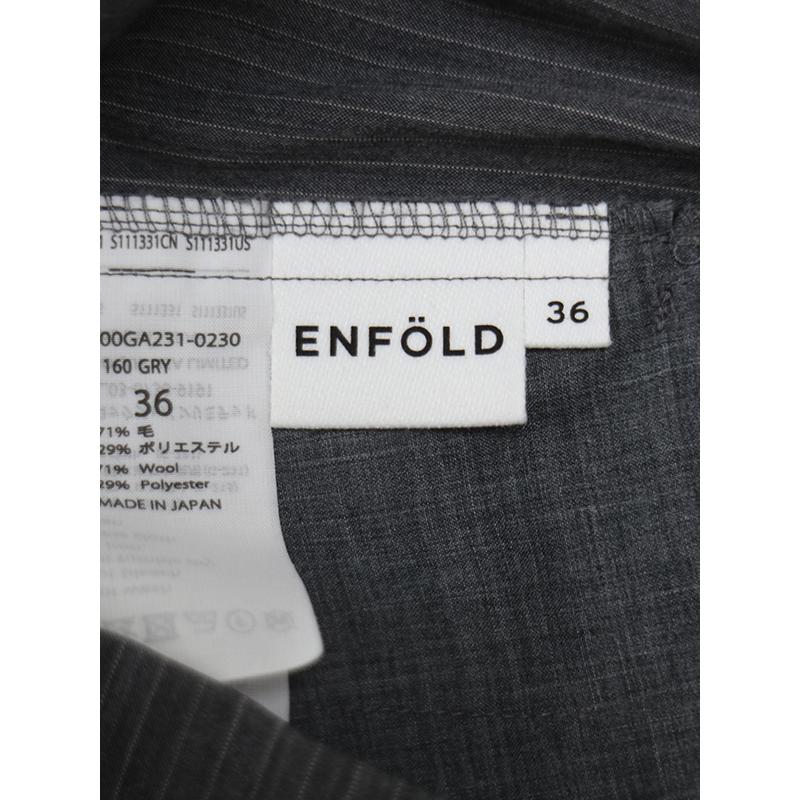ENFOLD エンフォルド 23SS WIDE-STRAIGHT COCOON TROUSERS ワイドストレートストライプトラウザーズパンツ グレー 36 ITU6ZI2ZPXMI : rc ...