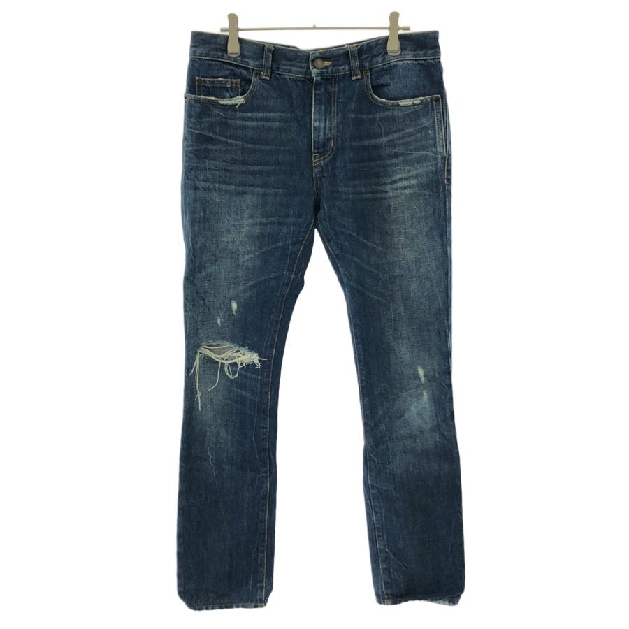SAINT LAURENT PARIS サンローラン パリ D02 M/SK-LW ダメージ加工デニムパンツ 552682 YA970 インディゴ 30 ITU9F2S9T7US ...