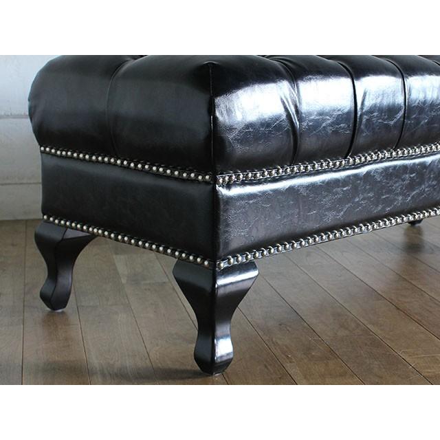 チェスターフィールド ベンチソファ アンティーク オットマン 2人掛け スツール ブラックPUレザー 9015-l-8p51b リプロ B 105*45*45 :9015-l-8p51b ...