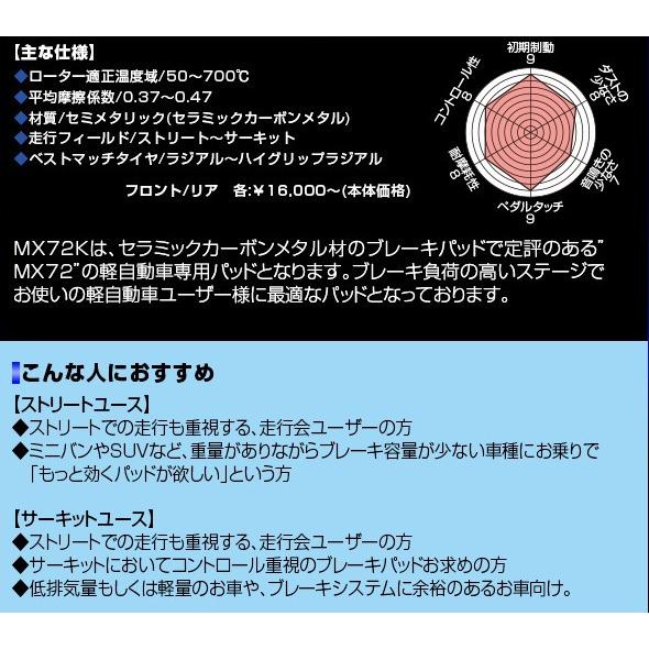 エンドレス MX72K リア ビート PP1 91/6〜2005/10 EP210MX72K :26-311189:メールオーダーハウス no3 - 通販 - Yahoo!ショッピング