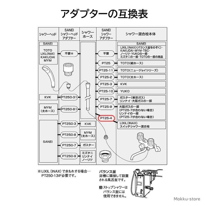 SANEI（水栓金具） SANEI 三栄水栓 シャワーアダプター PT25-4 サンエイ LIXIL INAX スイッチシャワー混合栓 シャワーホース接続 アダプター : モックストア ...