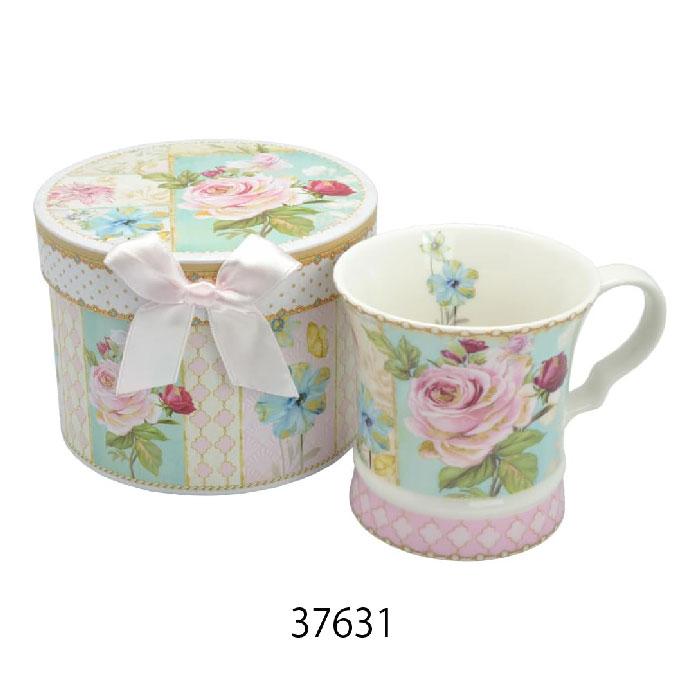 ロイヤルアーデン マグカップ ボーンチャイナ ギフトBOX入り 電子レンジ対応 陶器 300ml ローズ柄 バラ柄 37631 37632 ...