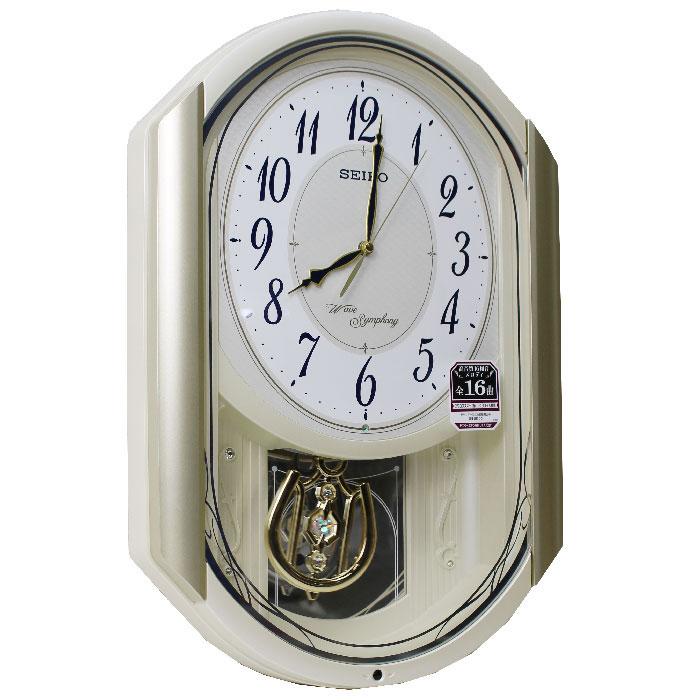セイコー アミューズ時計 電波掛け時計 16曲 振り子 薄金色パール塗装 AM263S【動画あり】取り寄せ品 : 木馬家具 - 通販 ...