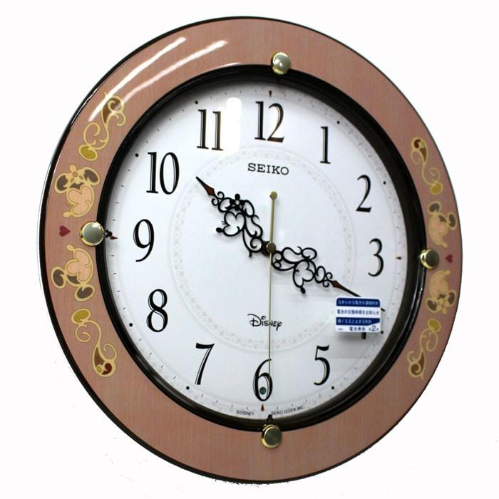 SEIKO セイコー 大人ディスニー ミッキー＆ミニー 電波掛け時計 木枠 ピンク唐草模様光沢仕上げ FS511P : 木馬家具 - 通販 ...